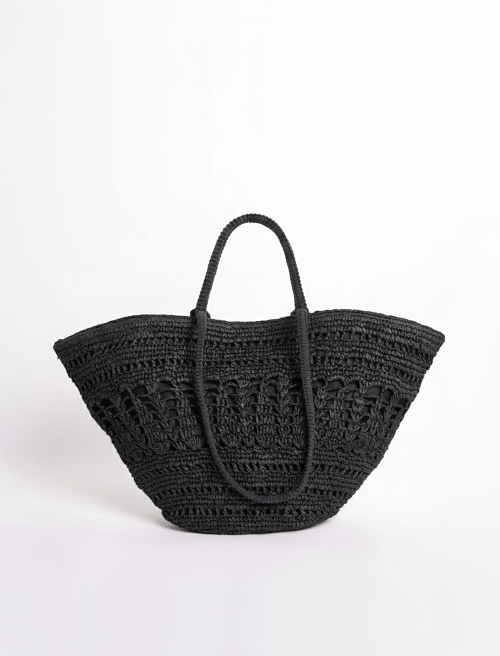 Black Raffia Baskets for Summer - Albertine Model