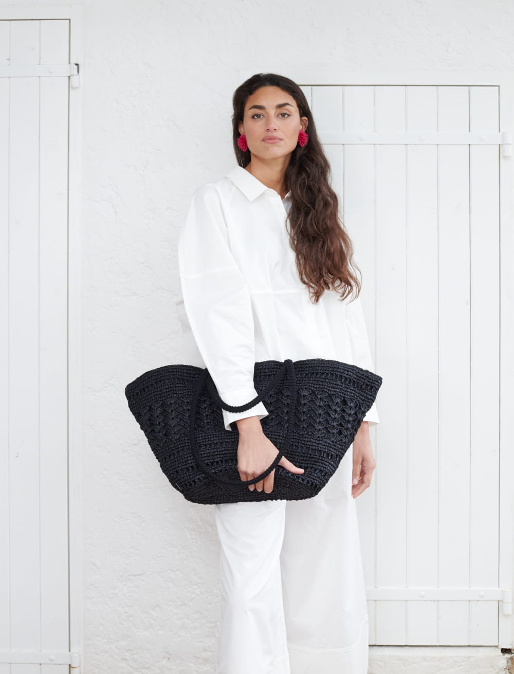 Black Raffia Baskets for Summer - Albertine Model