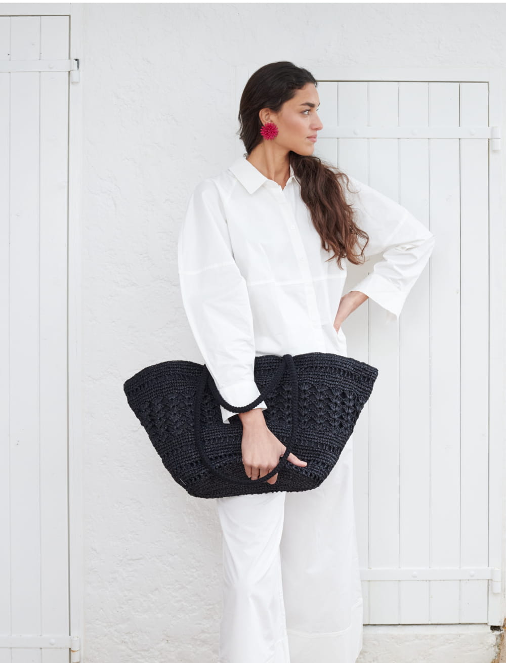 Black Raffia Baskets for Summer - Albertine Model