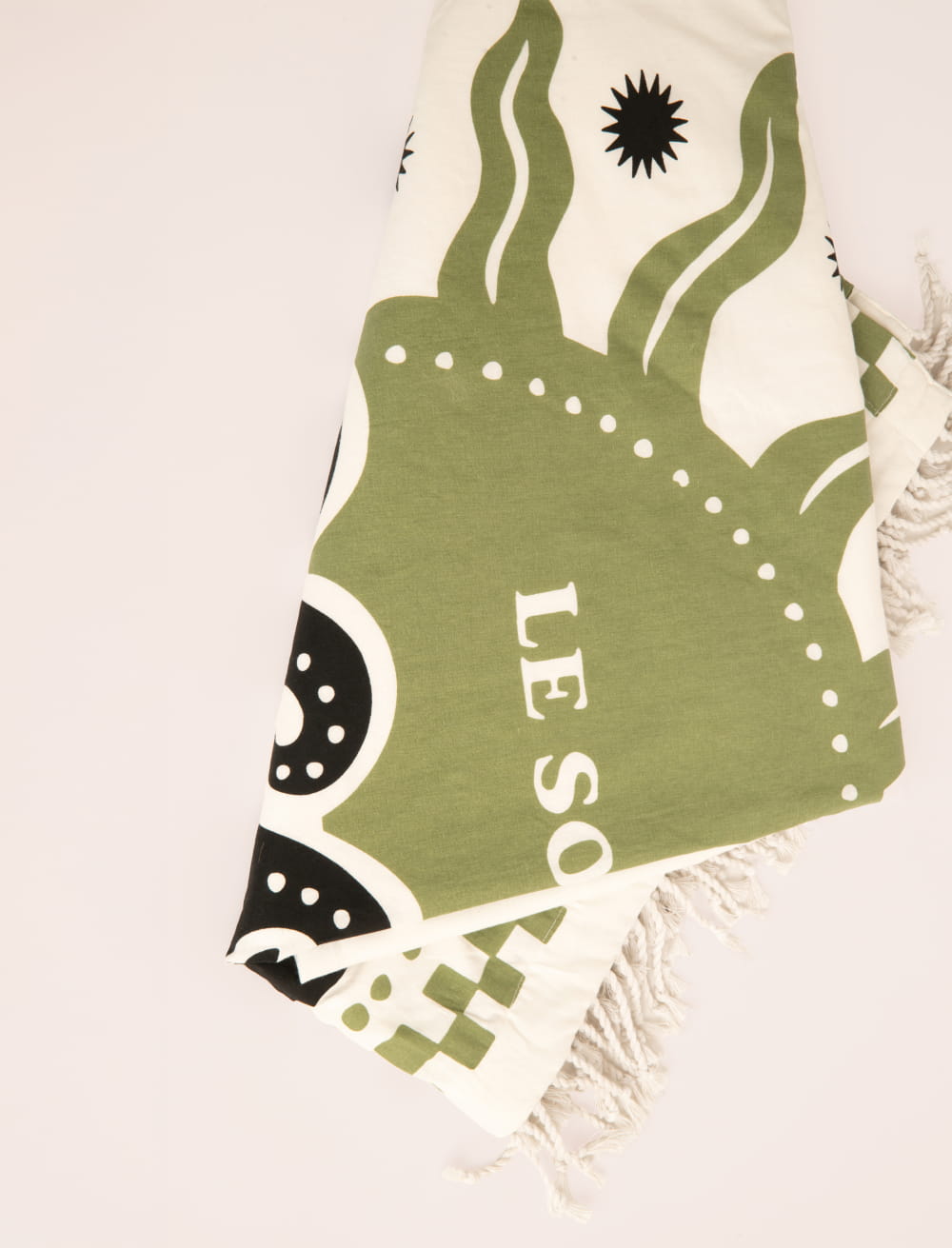 "Le Soleil" Printed Khaki Cotton Fouta - Model Fouta The Sun