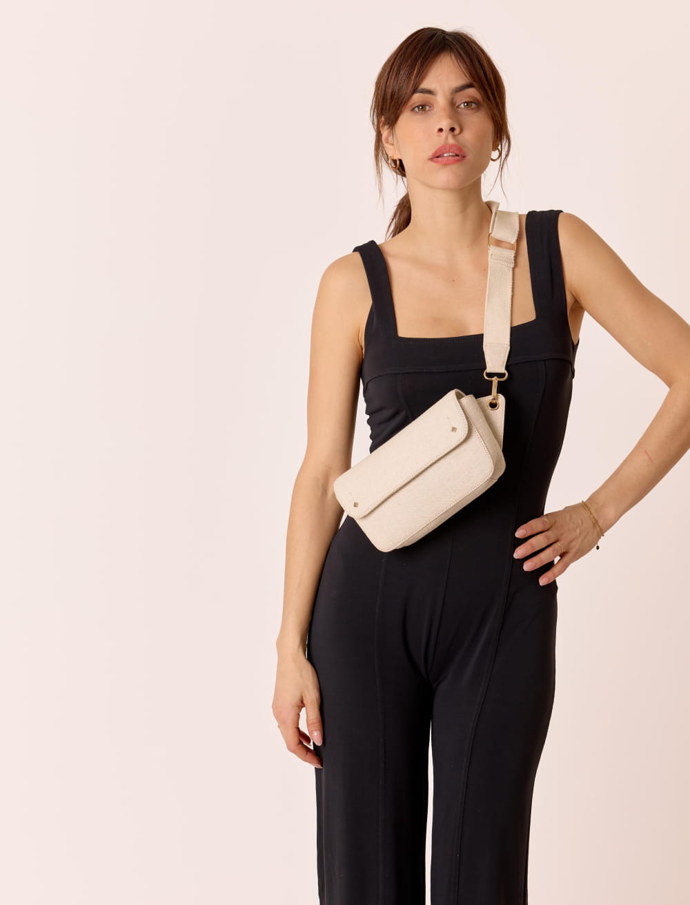 Sac Banane Ecru en Lin pour Femme - Modèle Emilie